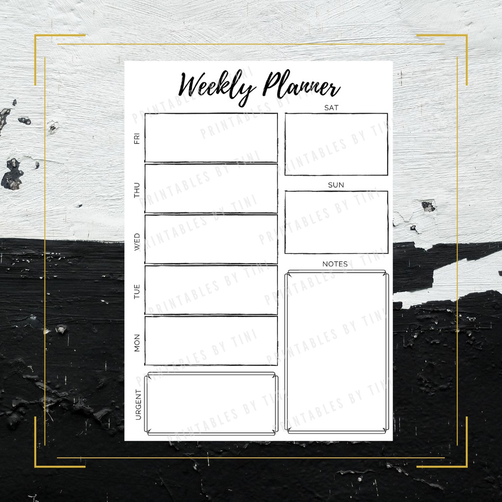 [PDF] Printable weekly planner (black & white) | Shopee Malaysia