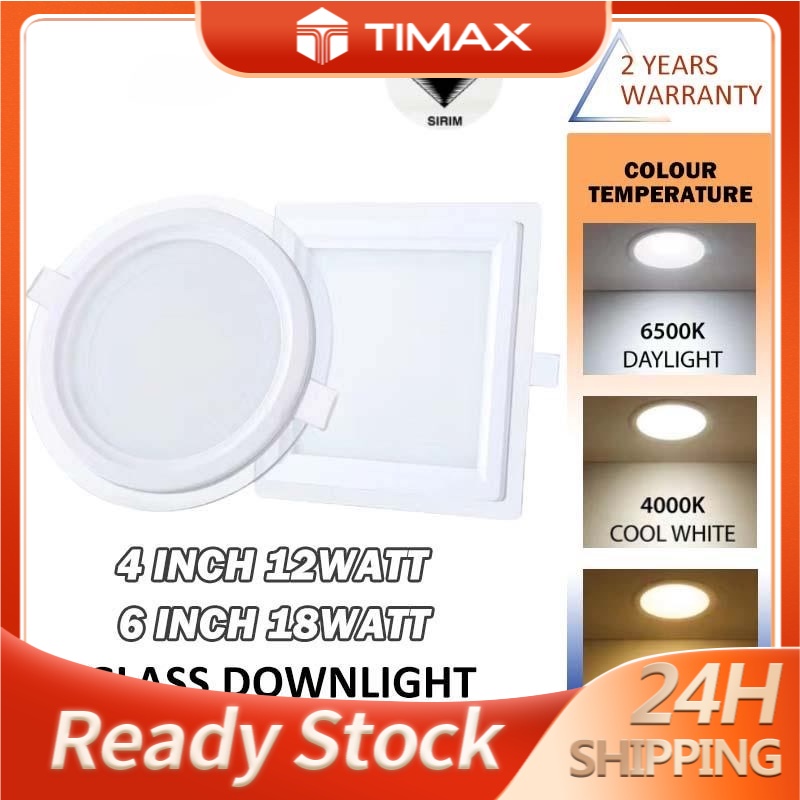 [SIRIM] Glass LED Downlight 12W 18W Round Square Recessed Glass ...
