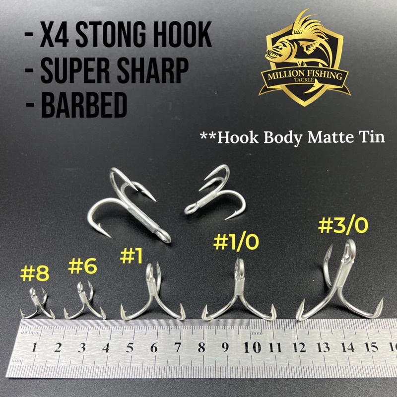 【HK040】💥x4💥Heavy Duty TRIPLE HOOK MATA TIGA X4 kuat TREBLE HOOK Fast ...