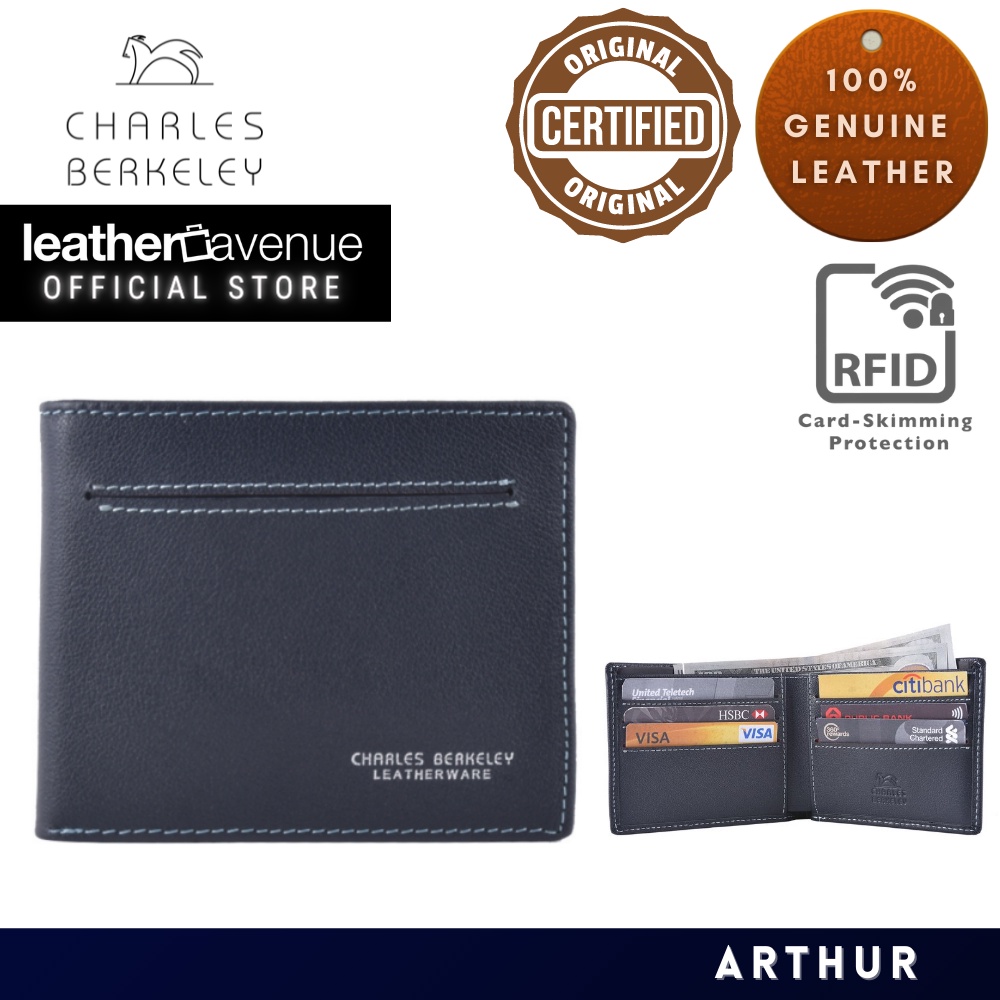 Charles Berkeley ARTHUR Genuine Leather Men's Bi-Fold Wallet Dompet ...