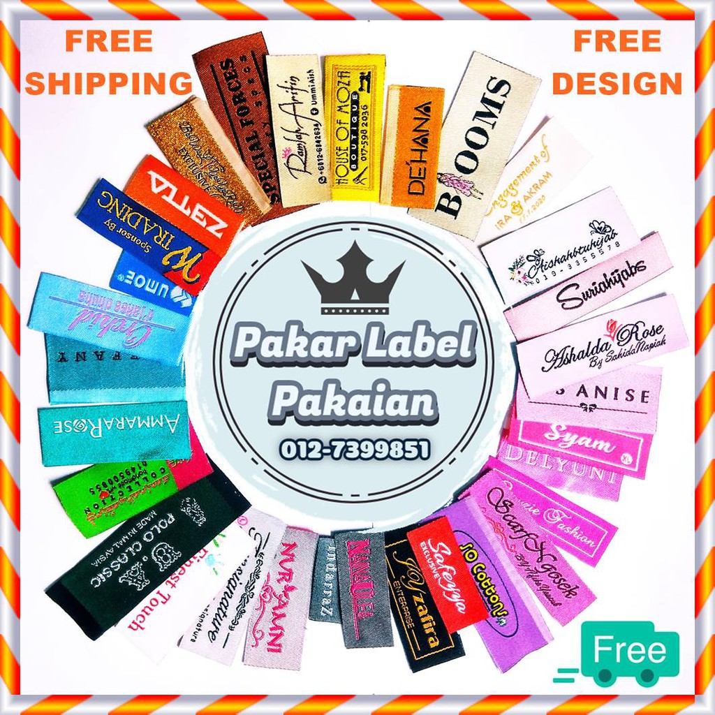 [POSTAGE AND DESIGN FOC] Tag Label Pakaian Tudung Jahit Jenama Sendiri ...