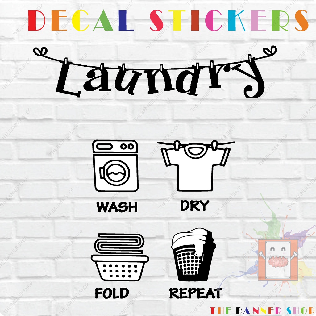 Laundry Wall Sticker Signs Wall Decal Washing Room Vinyl Sticker ...