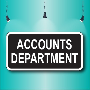 ACCOUNTS DEPARTMENT PP SIGN BOARD 100X200MM..WE ACCEPT CUSTOM MAKE ...