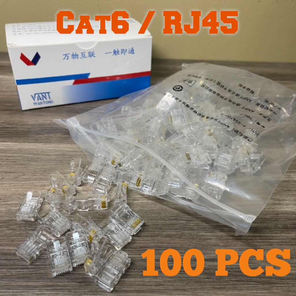 RJ45 / CAT6 High Quality Modular Plug Connector x 100pcs (1 Box ...