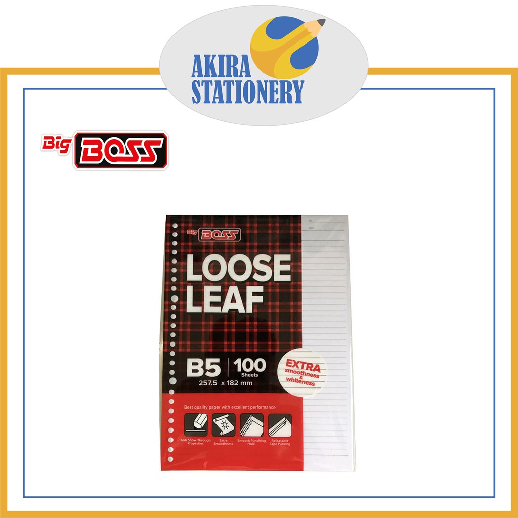 Loose Leaf BIG BOSS B5 100 Ruled - 26 Holes / BIGBOSS Boxy Striped File ...