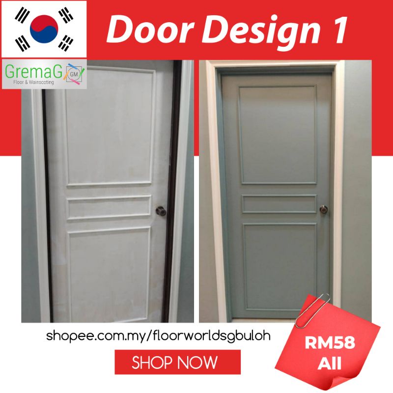 Pintu PVC Wainscoting/Wainscoting door/Sudah potong/Angle cut/ Front ...