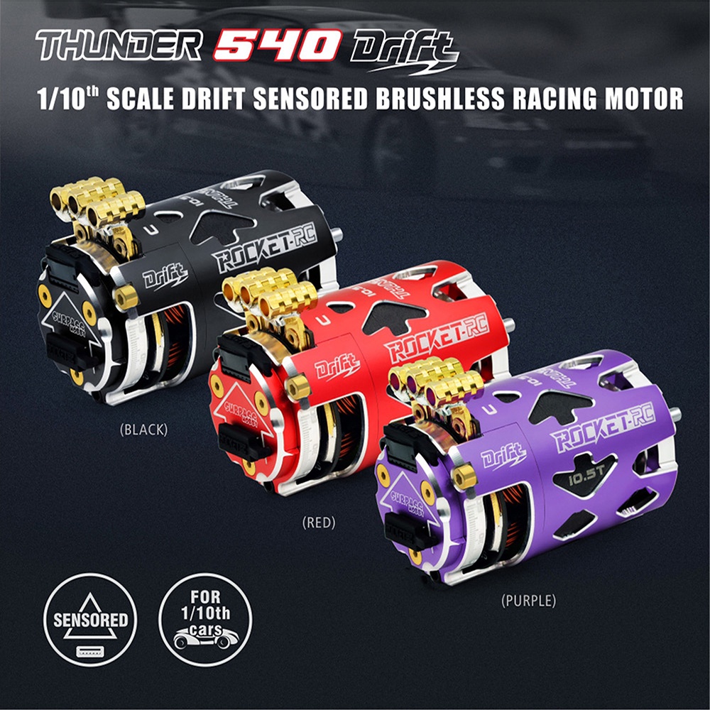 NEW Rocket-RC THUNDER 540 Drift Brushless Sensored Motor 2-3S Brushless ...