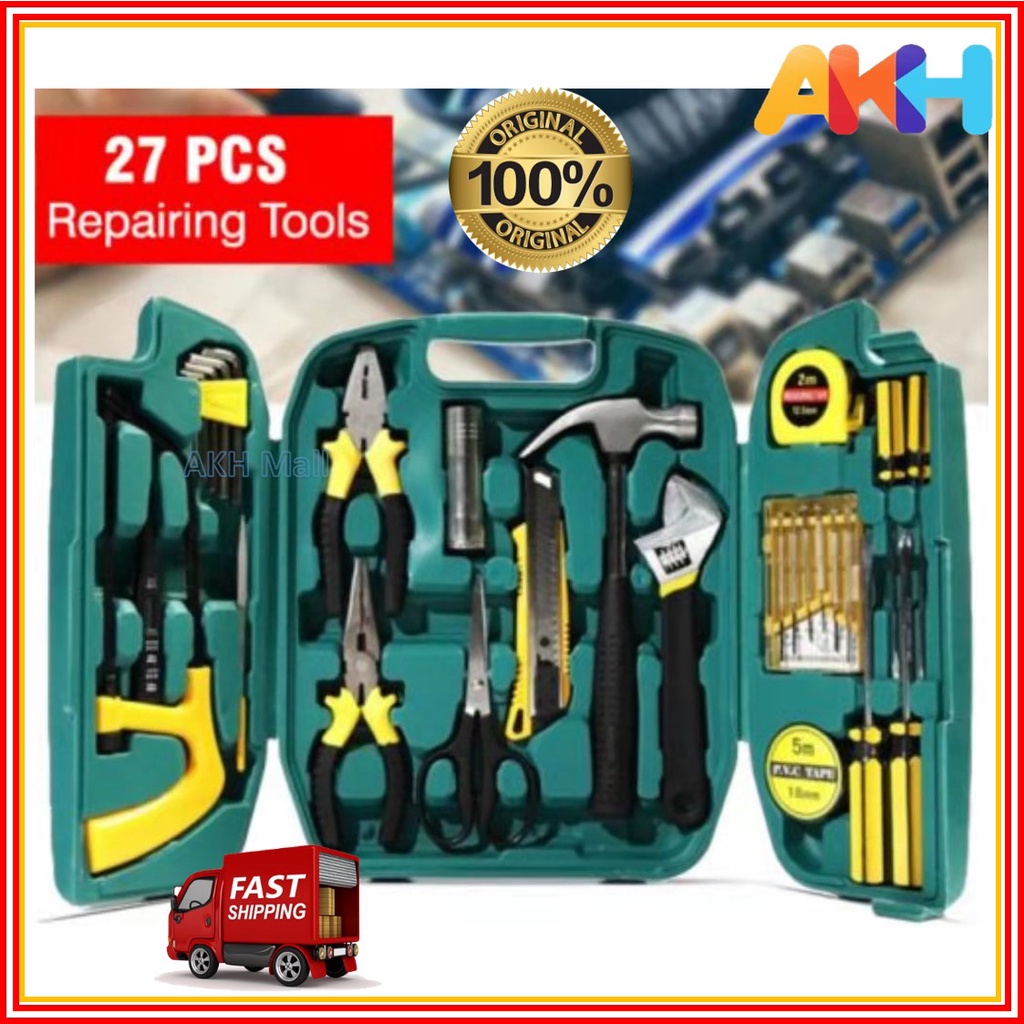 GTE 27pcs Hand Tool Kit & Accessories With Plastic Toolbox (LC8027 ...