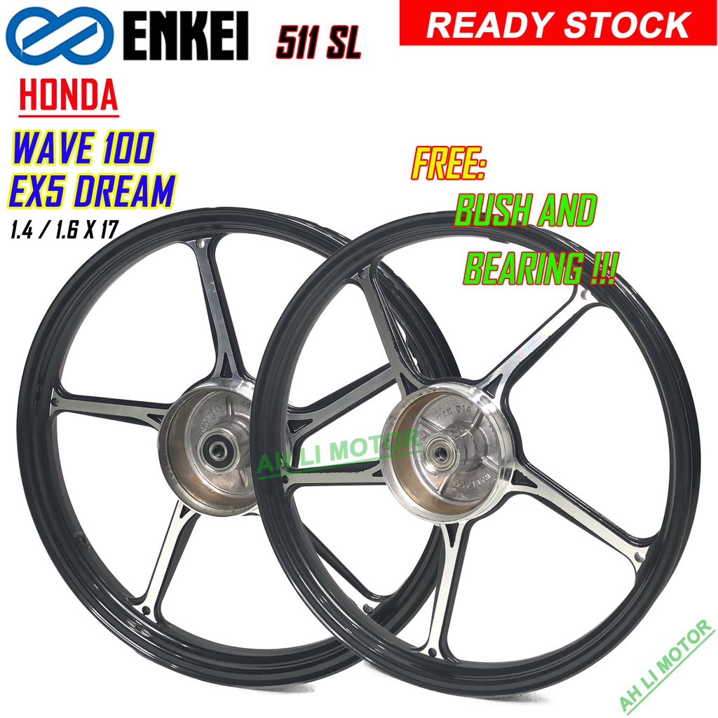 ENKEI 511 SL WAVE 100/ EX5 DREAM SPORT RIM HONDA WAVE 100 BLACK PNP (FREE: BEARING) | Shopee ...