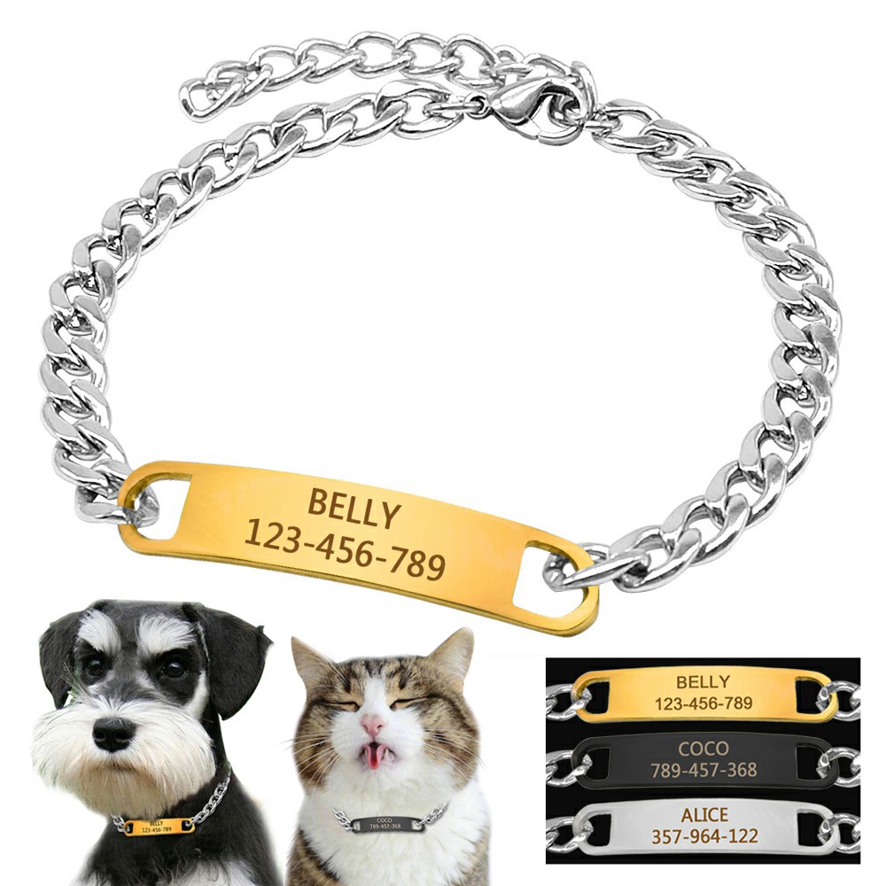 Personalised Cat Chain Collar With Engraved ID Name Tags Puppy Small ...