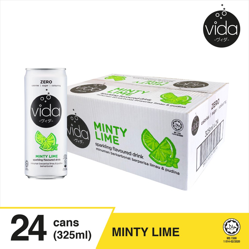 VIDA Zero Sparkling Drink - Minty Lime Flavour (325ml x 24 Cans/1 Carton) | Shopee Malaysia