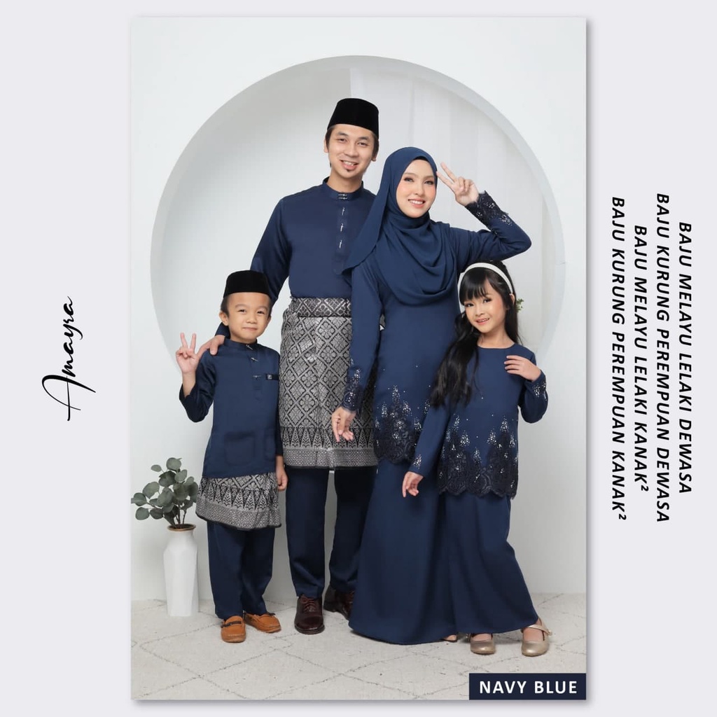 NAVY BLUE BAJU KURUNG FAMILY SEDONDON RAYA/KENDURI WARNA NAVY BLUE ...