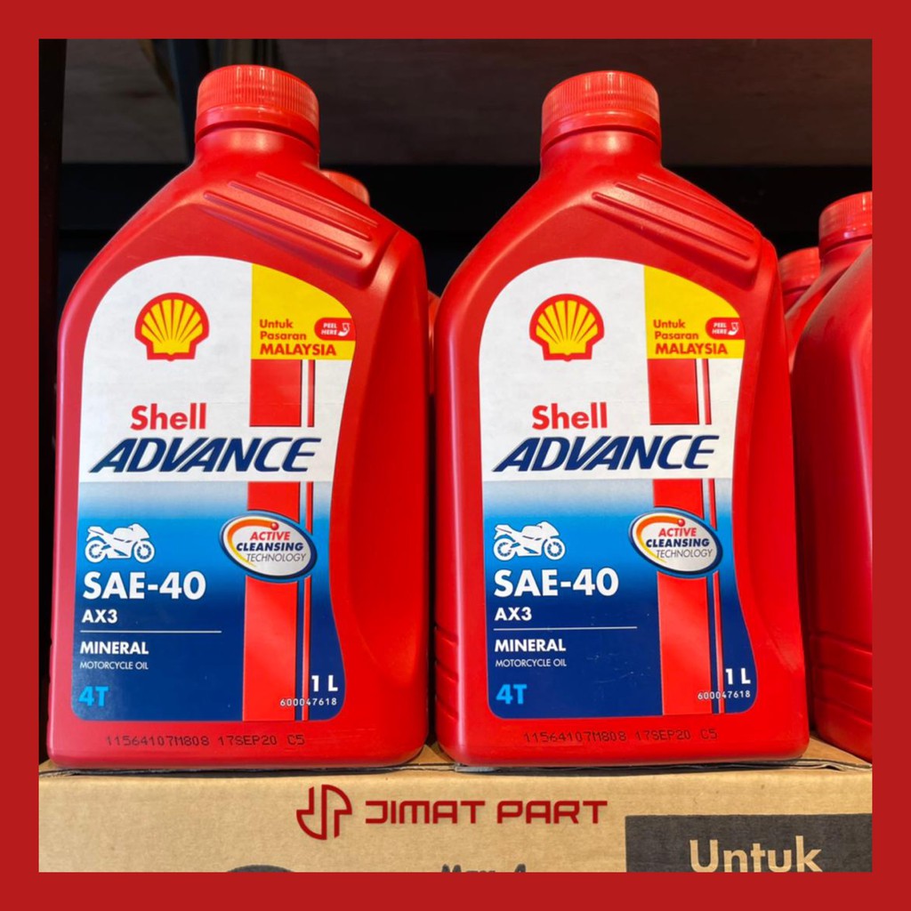 100% ORIGINAL SHELL ADVANCE 4T AX3 SAE-40 MINYAK OIL MOTORCYCLE (1LITRE ...