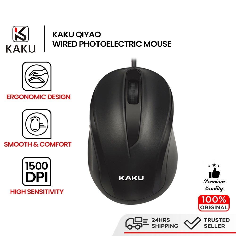 KAKU QIYAO USB Wired Mouse 1500 DPI Triple Bond Photoelectric High ...