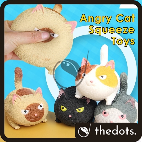 THEDOTS Angry Cat Squeeze Toy Stress Relief Squishy Toy Decompression ...