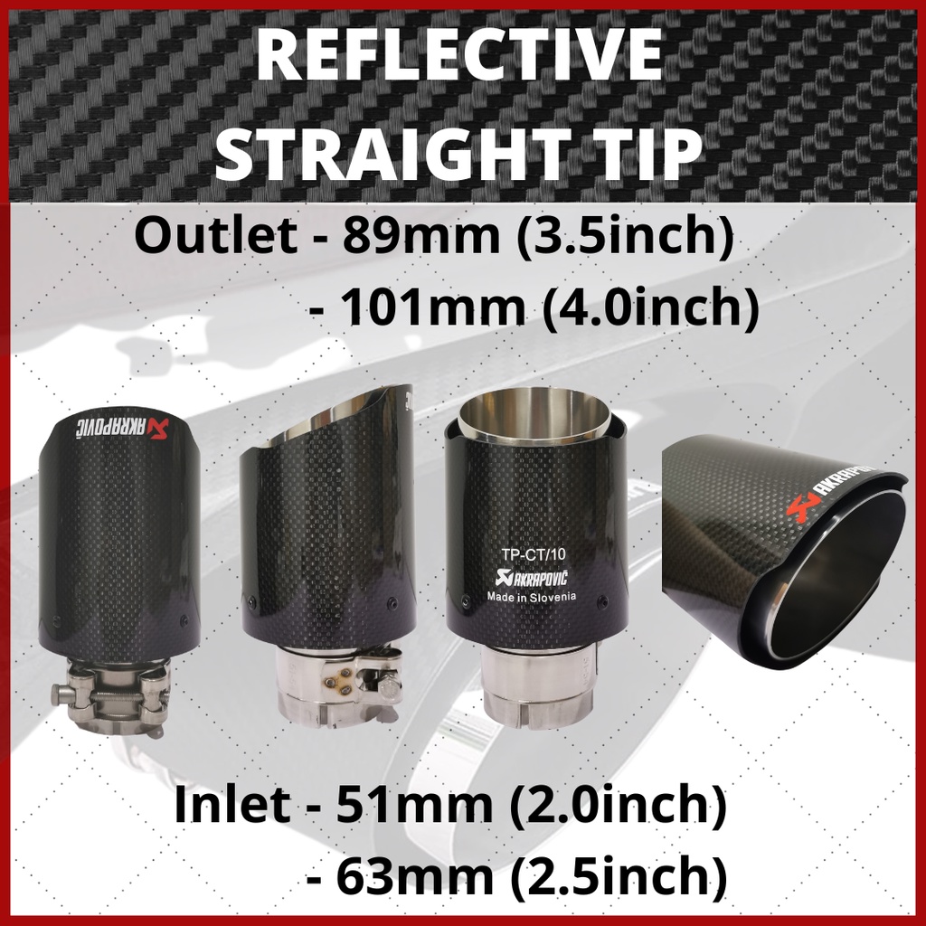 [OZIO] AK Carbon Fiber Design Reflective Matte Straight Curved Exhaust ...