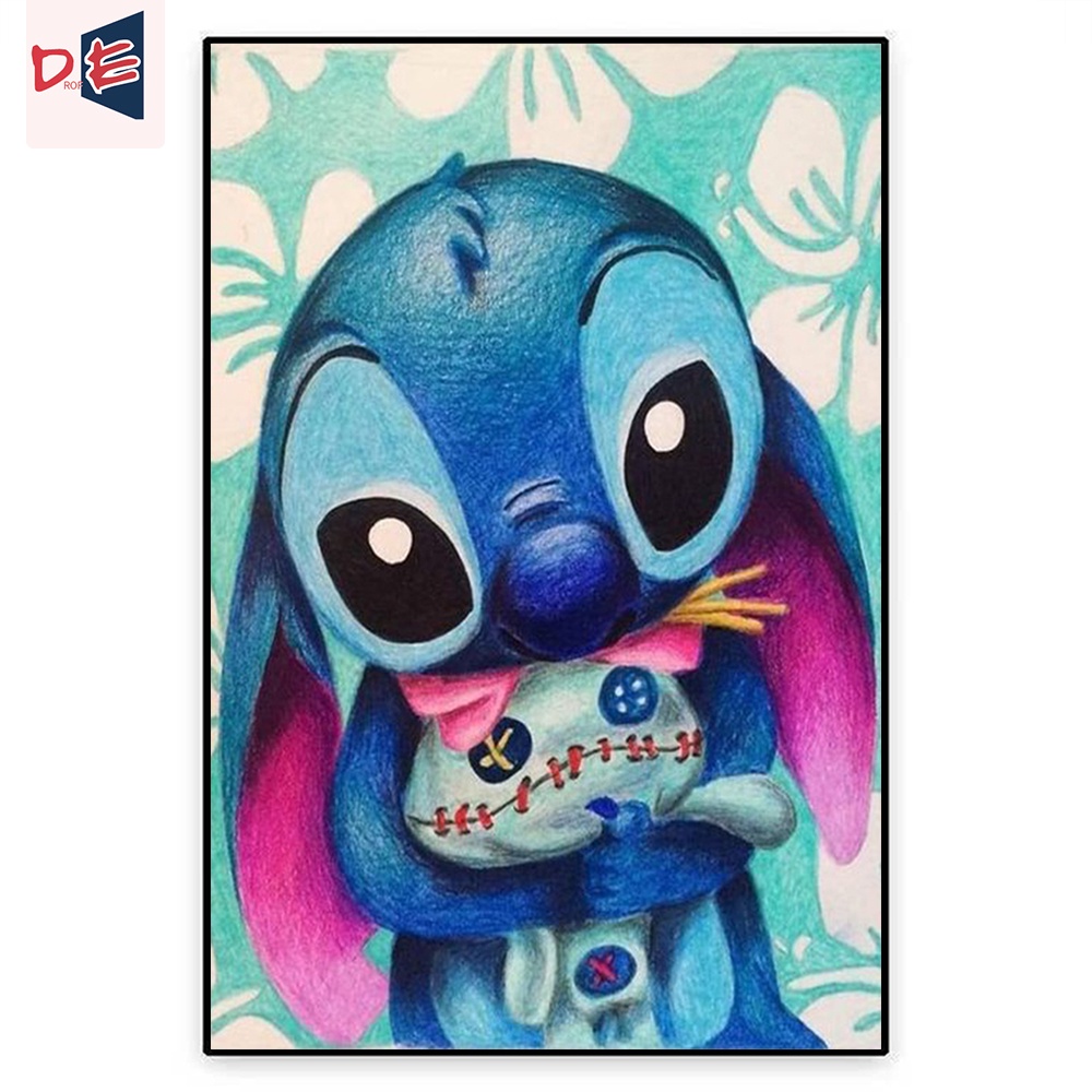 DIY Oil Painting By Numbers Disney Cartoon Lilo Stitch Nani Pattern ...