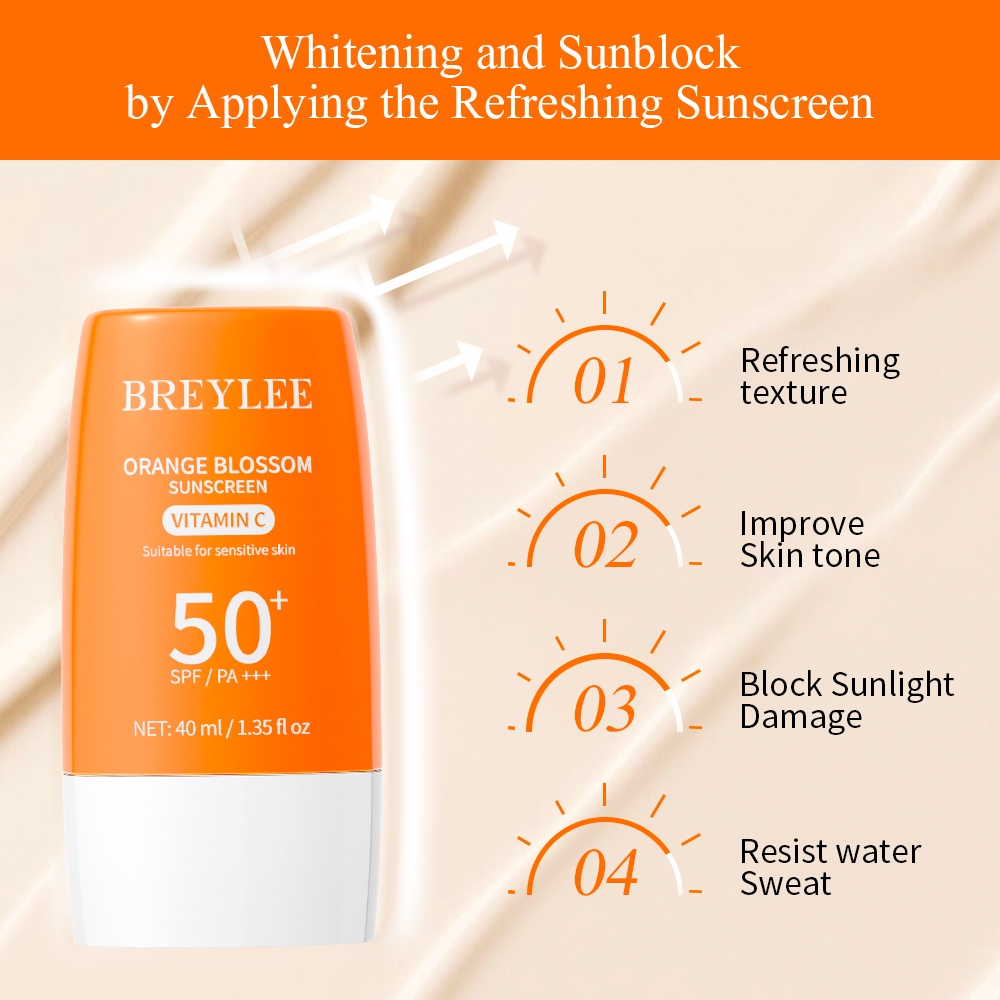 BREYLEE Orange Blossom Sunscreen SPF50+++ Vitamin C Refreshing Texture ...