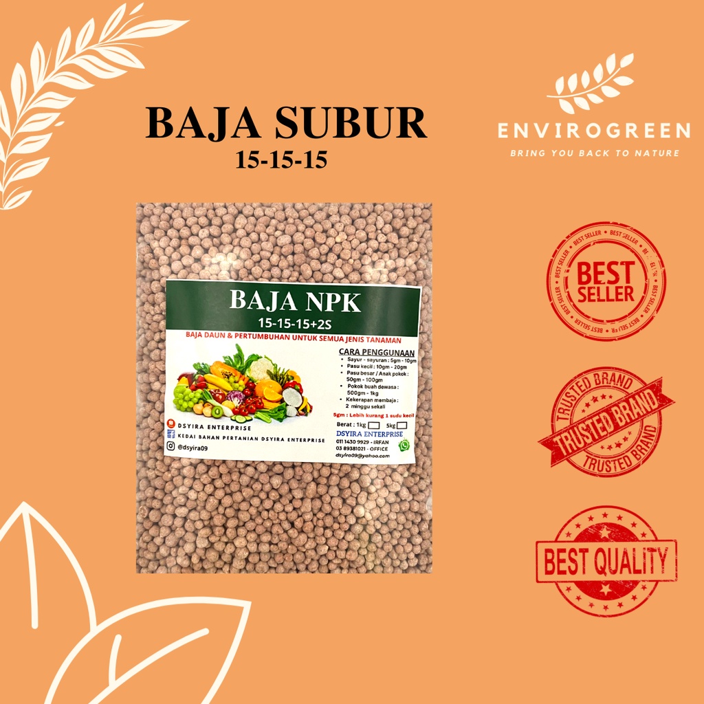 🌱BAJA SUBUR 🔥 NPK 15-15-15 Nitrophoska Green 1kg🌱 Baja Subur 🌱Baja Daun ...