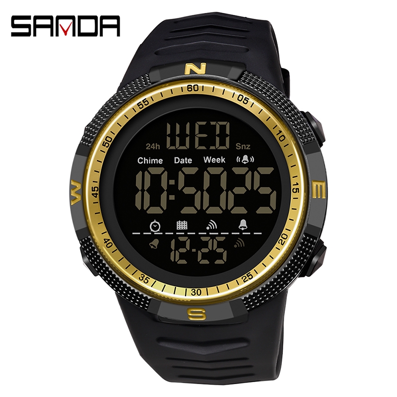 Sanda Waterproof Watch Chronograph Luxury LED Display for Men Women for ...