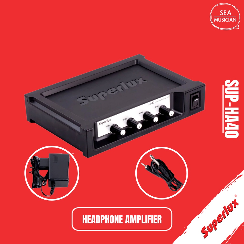 SUPERLUX HA40 4 CHANNEL STEREO HEADPHONE AMPLIFIER 4 OUTPUT | Shopee ...