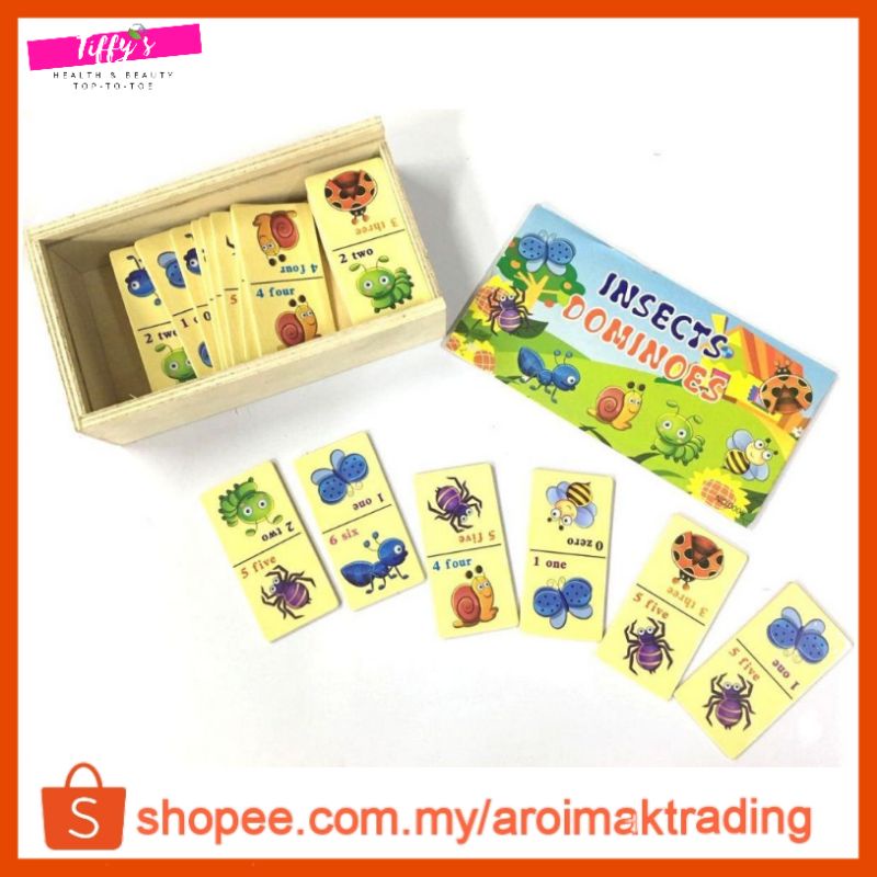 Insect Wooden Dominoes Kid Board Card Game | Shopee Malaysia