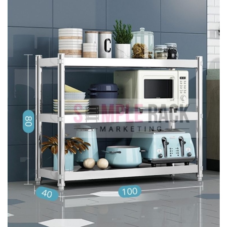 🔔Stainless Steel Rak steel Rack Rak Oven Microwave Kitchen Rack Rak ...