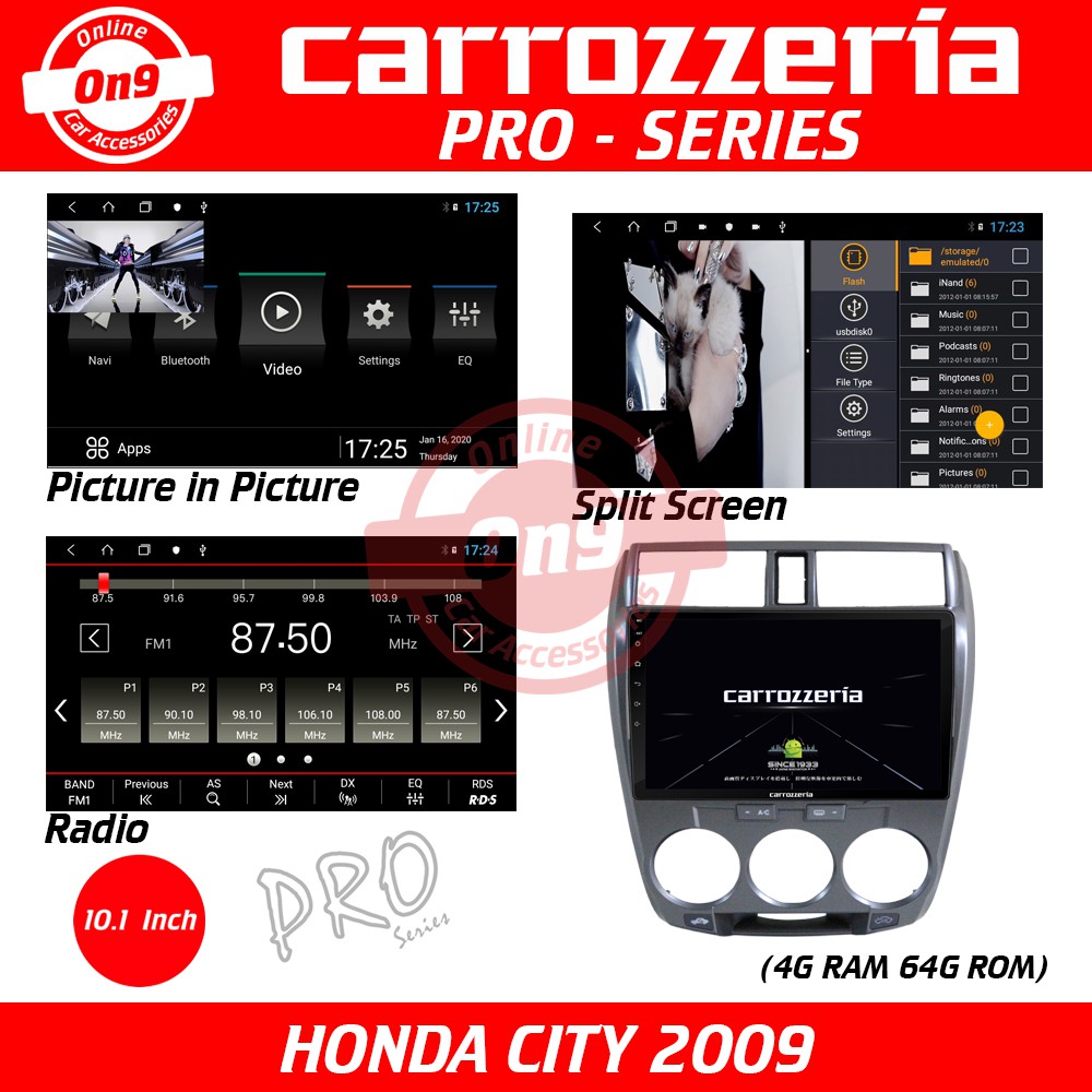 Carrozzeria PRO-Series Android Player Honda 4G Ram 64G Rom 9" or 10.1" Oem Player IPS Screen ...