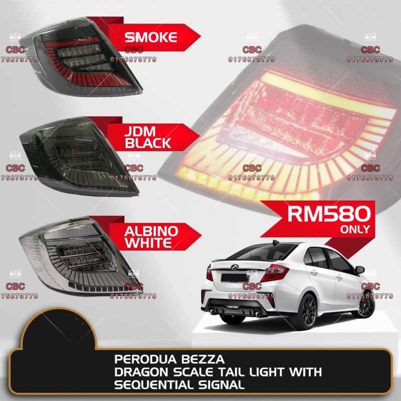 [Installation Provided] Perodua Bezza 2016 - 2022 Dragon Scale Albino ...