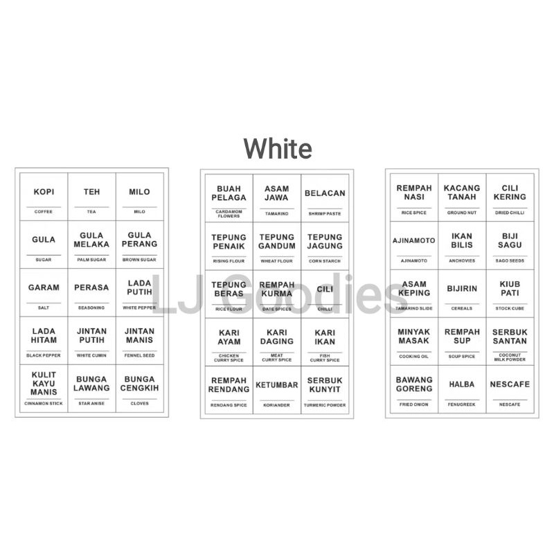 Minimalist Kitchen Sticker / Sticker Dapur / Waterproof Pantry Spice ...