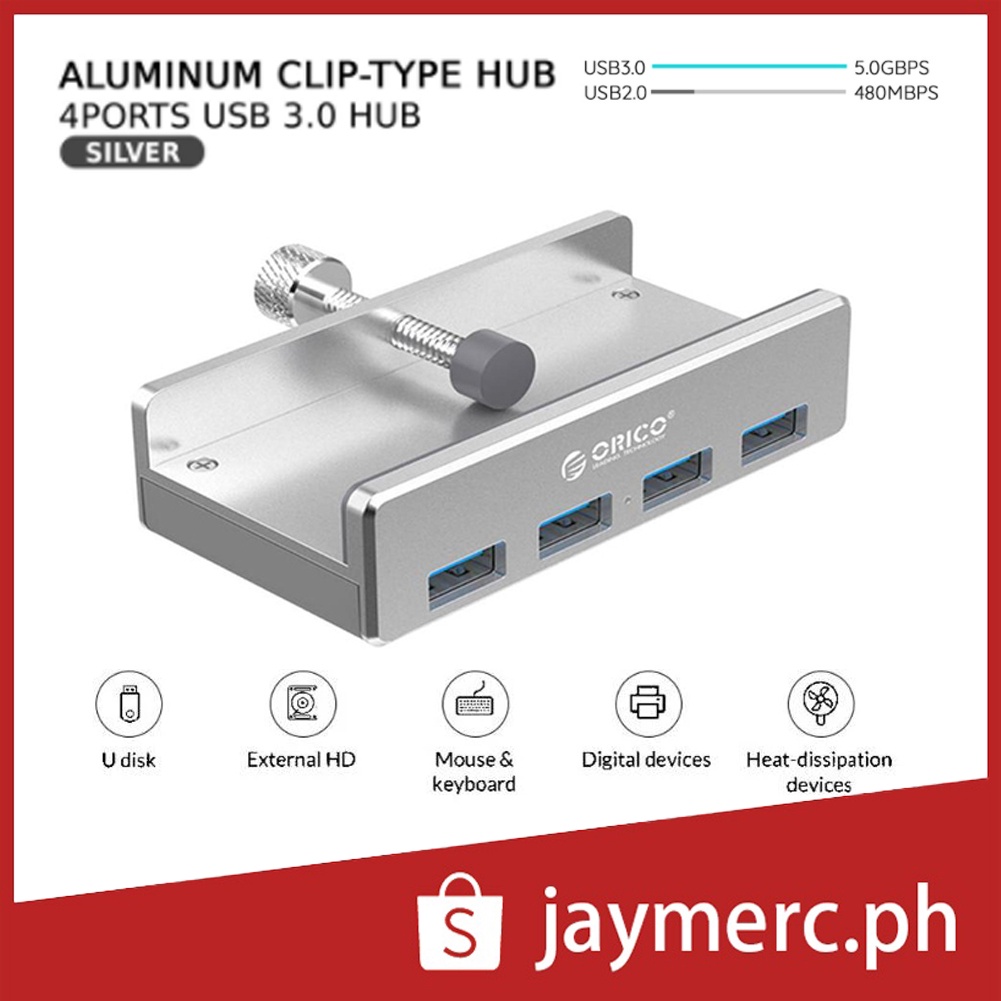 Orico Aluminum 4 Ports USB 3.0 Hub High Speed USB Splitter Adapter Clip ...