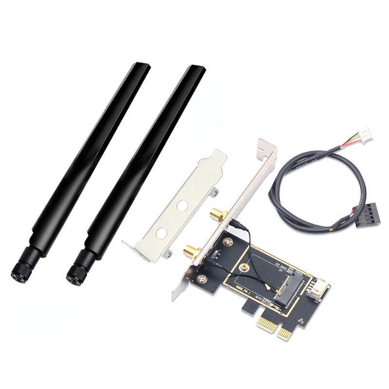 M.2 To PCI - E Wireless Adapter Converter with 2x Antenna NGFF M.2 WiFi Bluetooth Card For Intel ...