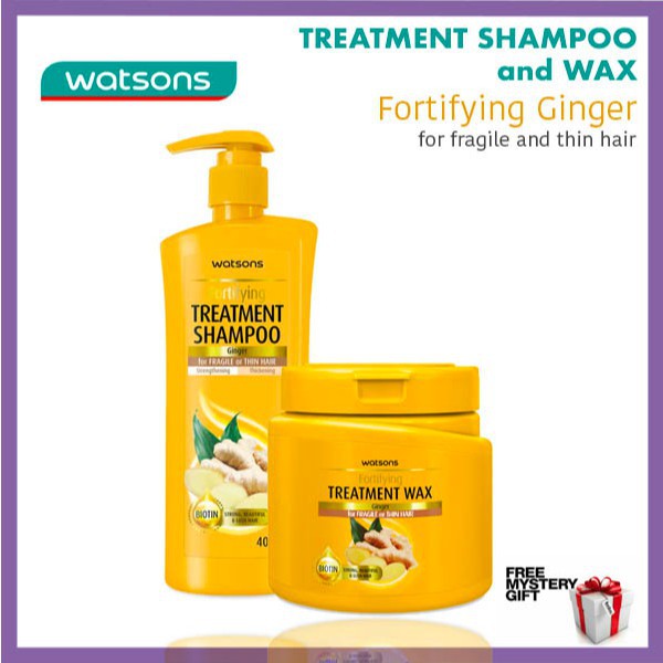WATSONS Fortifying Ginger Hair Treatment Shampoo [400ml] and Wax [Hair ...