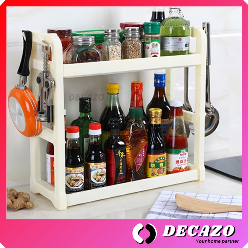 2 Layer Kitchen Rack Storage Rack Condiment Appliance Multipurpose ...
