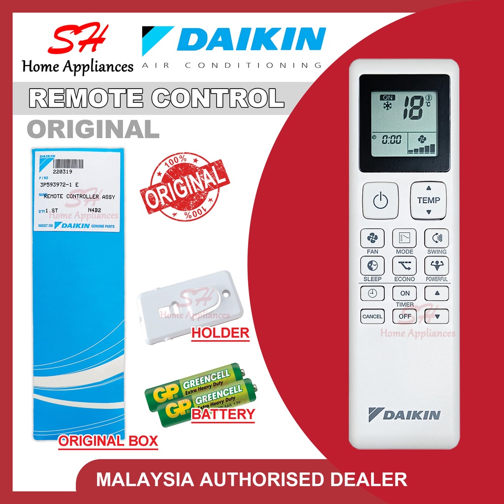 Daikin Aircond Remote Control Original 100% (FREE Battery) Original ...