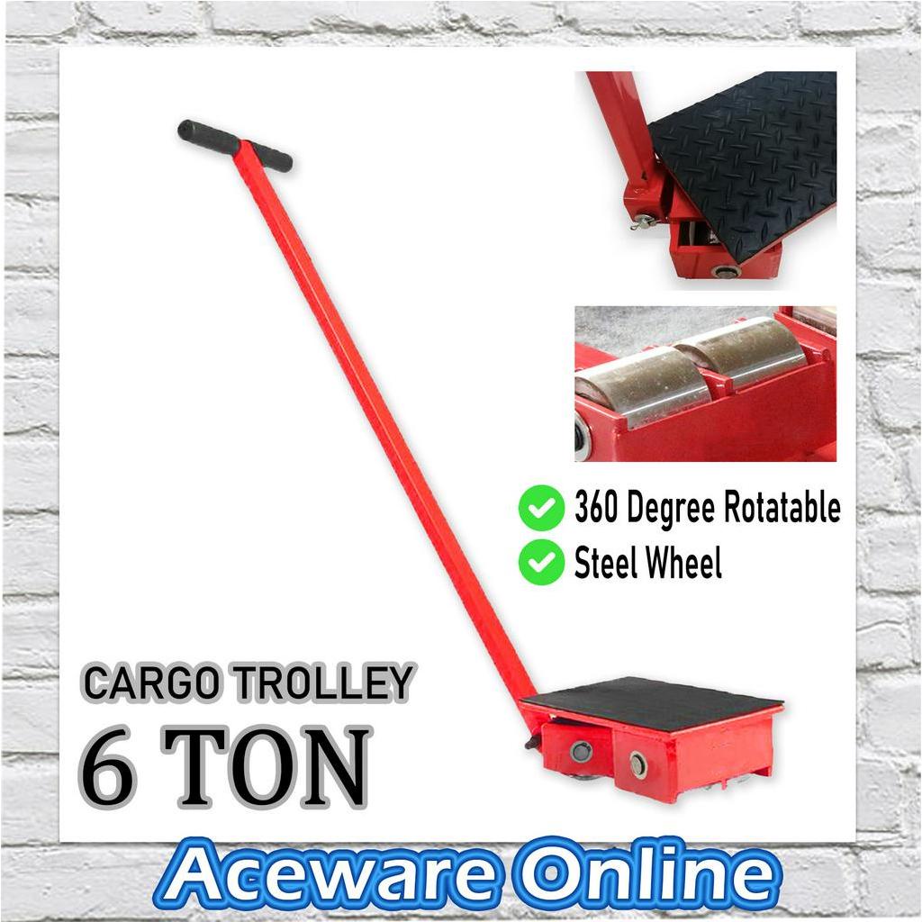 6 TON CARGO TROLLEY WITH HANDLE 360 Degree Rotation Heavy Duty ...