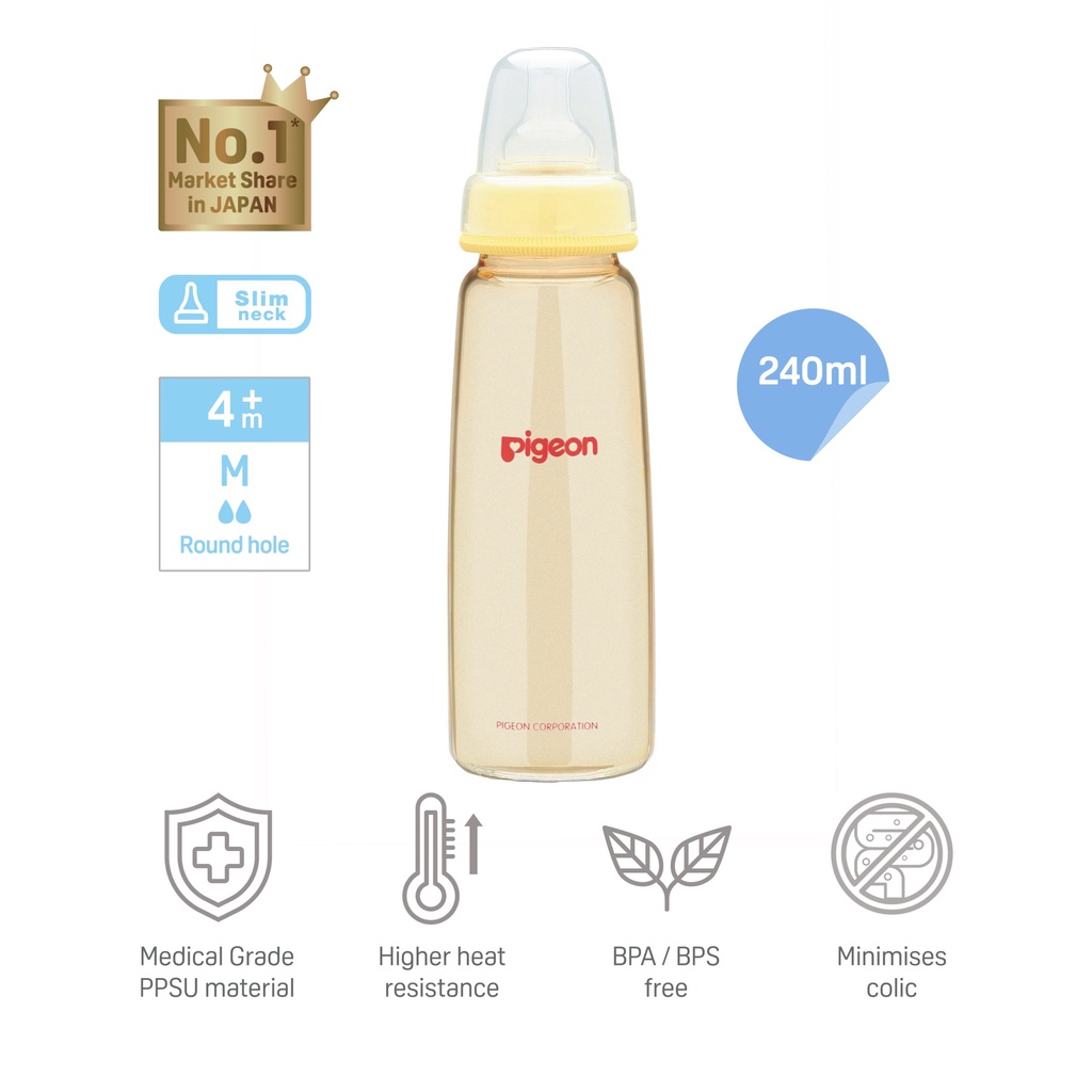 Pigeon Flexible Slim-Neck PPSU Nursing Bottle 240ml | Shopee Malaysia