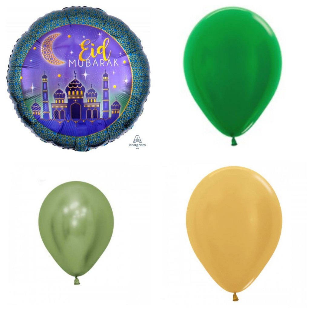 Eid Mubarak Raya Balloon 17in Foil Bouquet Set Raya Party Celebration ...