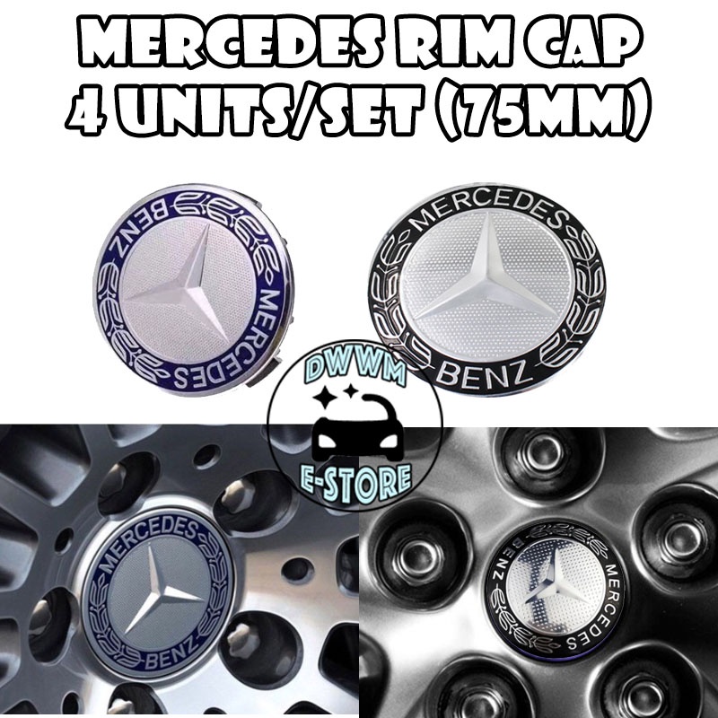 4pcs 75mm Mercedes Rim Wheel Center Cap Black Blue Car Styling Hub ...