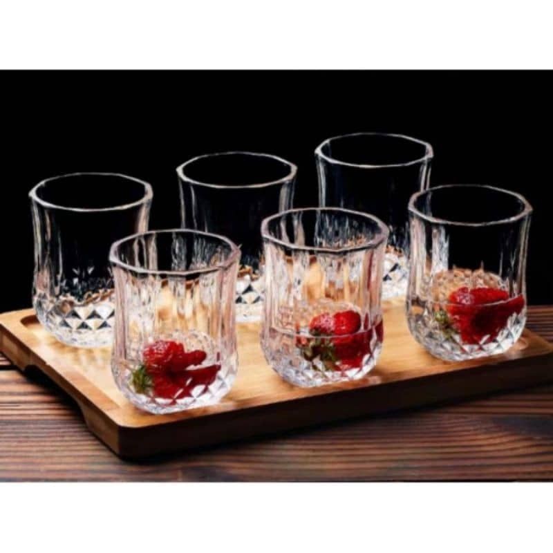 (SET OF 6) fancy crystal glass set (high quality glass) CAWAN KACA ...