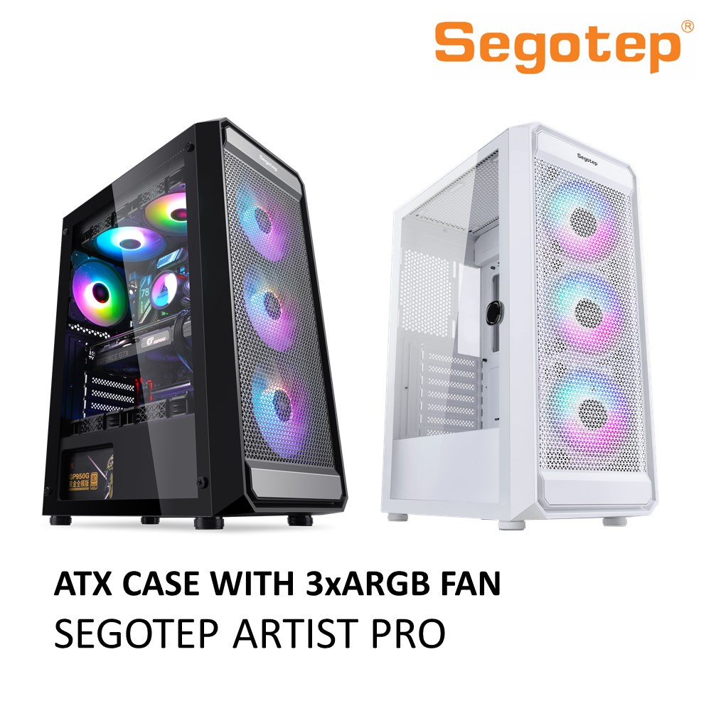 SEGOTEP ARTIST PRO ATX CASE WITH 3xARGB FAN GAMING PC CASE | Shopee ...