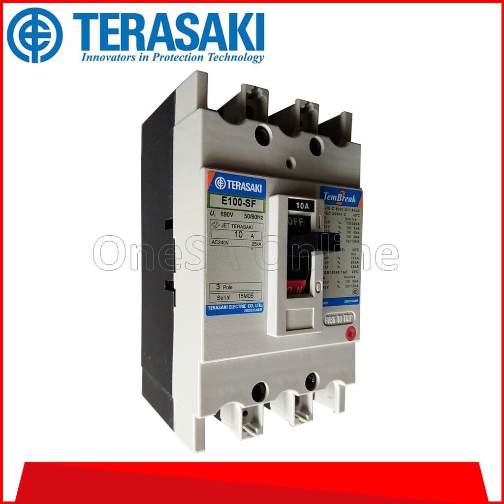 TERASAKI MCCB,3P 10KA 10A/20A/30A/40A/50A/60A/75A/100A,(E100SF-3P) | Shopee Malaysia