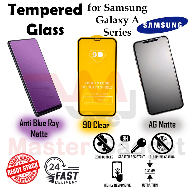 Samsung Galaxy S25 S24 S23 FE/A04e/A24/A54/A34/A14/A04/A73 Full Tempered Glass 9D AntiBlueRay ...