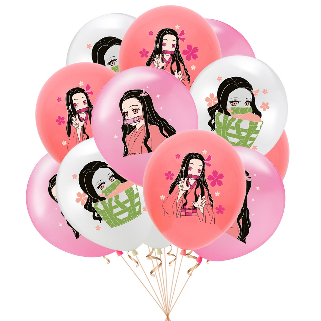 10pcs Kimetsu No Yaiba Balloons 12inch Demon Slayer Latex Balloon Happy ...