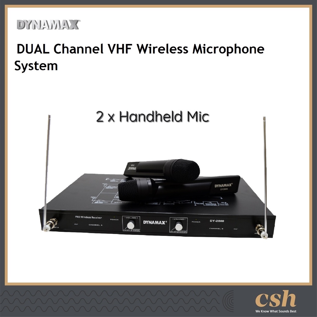 DYNAMAX DY2800 DUAL Channel VHF Wireless Microphone System | Shopee ...