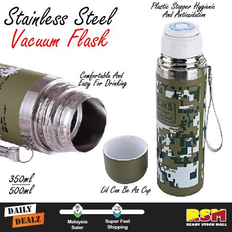 350ml & 500ml Stainless Steel Vacuum Flask Camouflage Printed Hot Cold ...