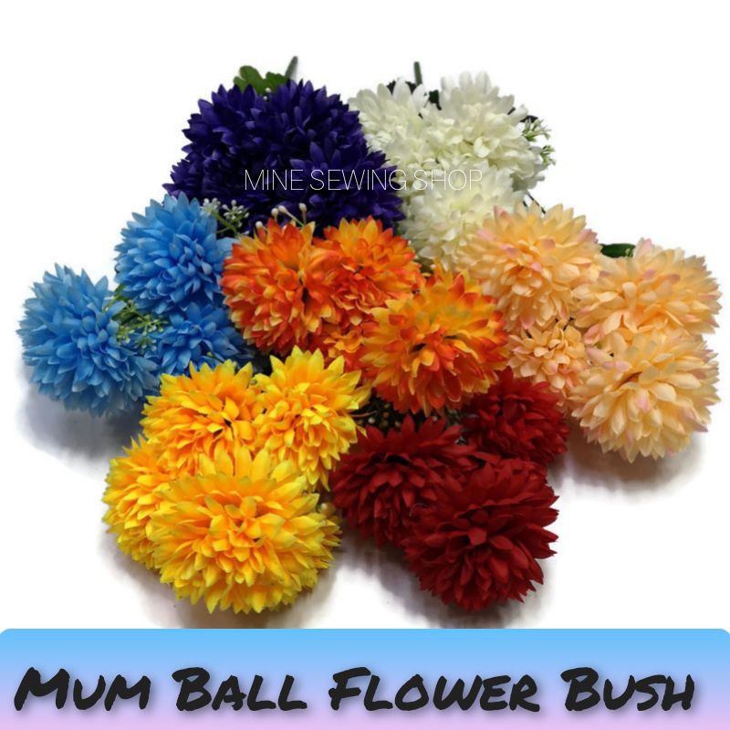 Mum Ball Flower Bush/ Bunga Kekwa/ (5 kuntum bunga setangkai) | Shopee ...