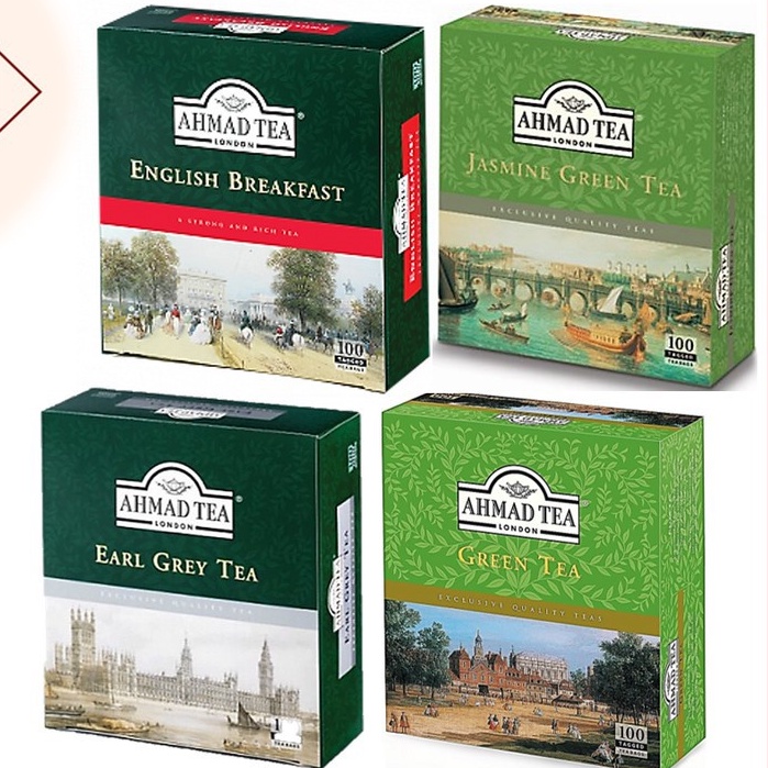 4 Types: Ahmad Tea London- 100 Tea Bags teh - Green Tea /English ...
