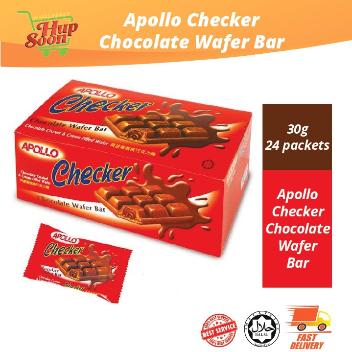 [SNACK] Apollo Checker Chocolate Wafer Bar (24's x30g) | Shopee Malaysia
