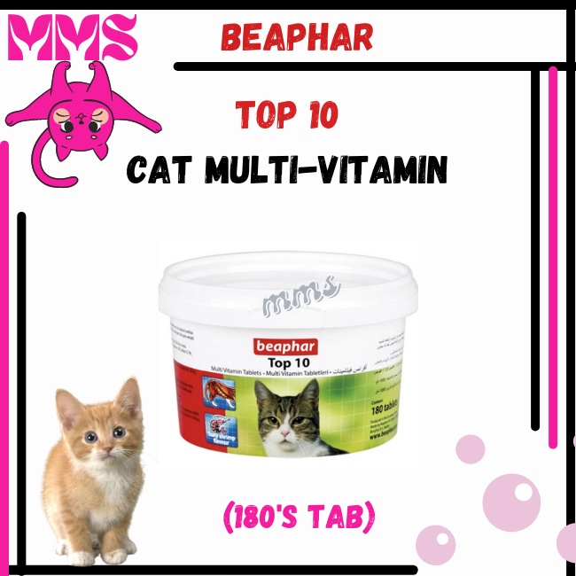 (CLEARANCE STOCK) ( Expire Date : 29/06/25 ) Beaphar Top 10 Cat Multi Vitamin Tablet # Vitamin ...